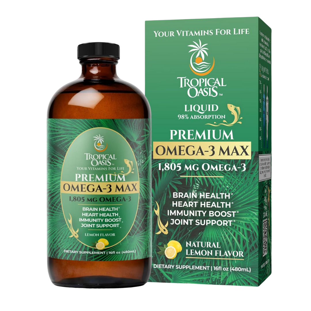 Premium Omega 3 Max Fish Oil Supplement - 96 servings – Tropical Oasis ...