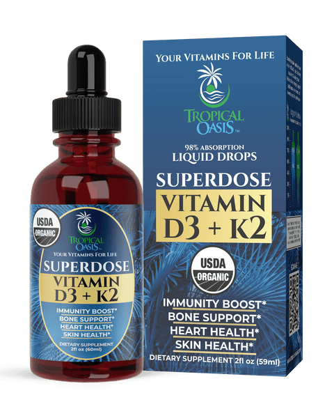 Vitamin D3 + K2 Adult Supplement - 2oz Dropper - Tropical Oasis Liquid ...
