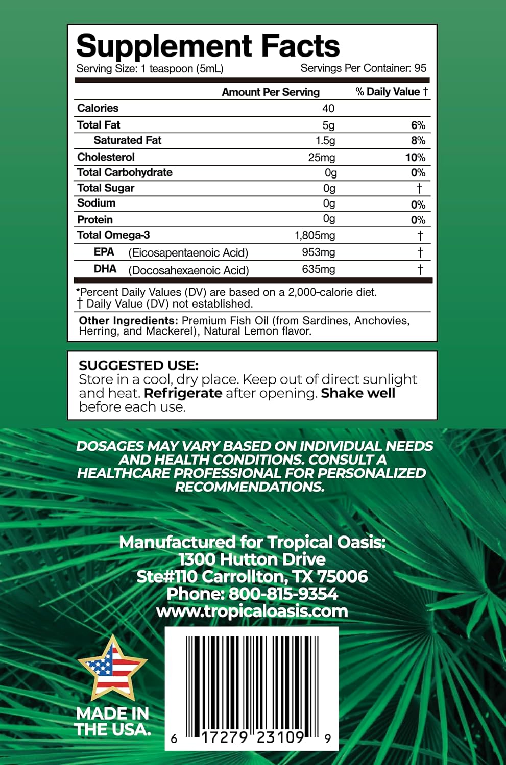 Premium Omega 3 Max Fish Oil Supplement - 96 servings – Tropical Oasis ...